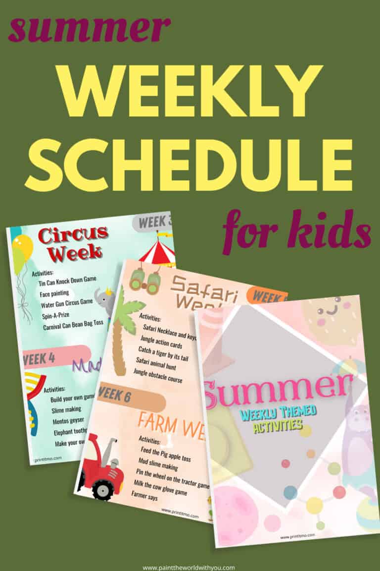 Summer Weekly Schedule For Kids - Free Printable + Themed Activity ...